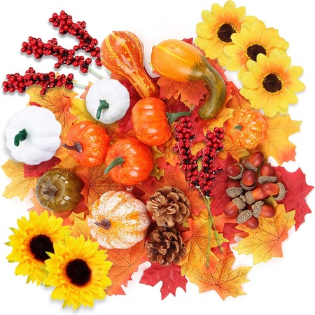 96 Piese Decoratiuni Halloween & Toamna - Set Dovleci, Frunze, Ghinde ...
