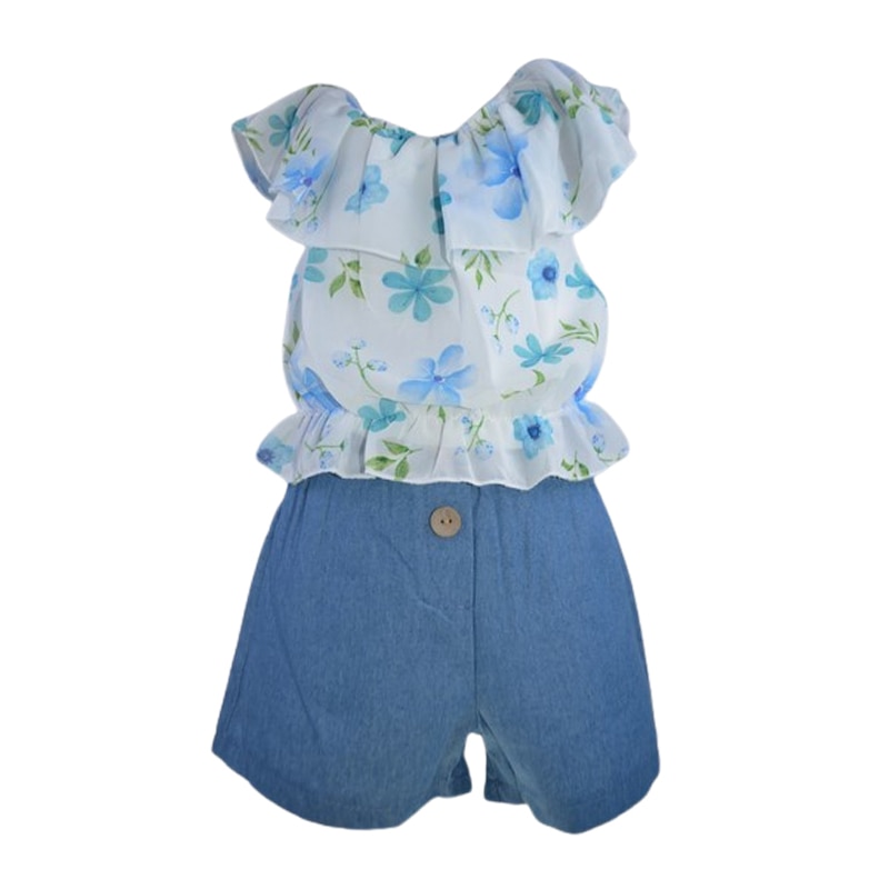 Compleu de vara, din 2 piese, pentru fete, Lucky, LK7268A, Albastru 164 ...