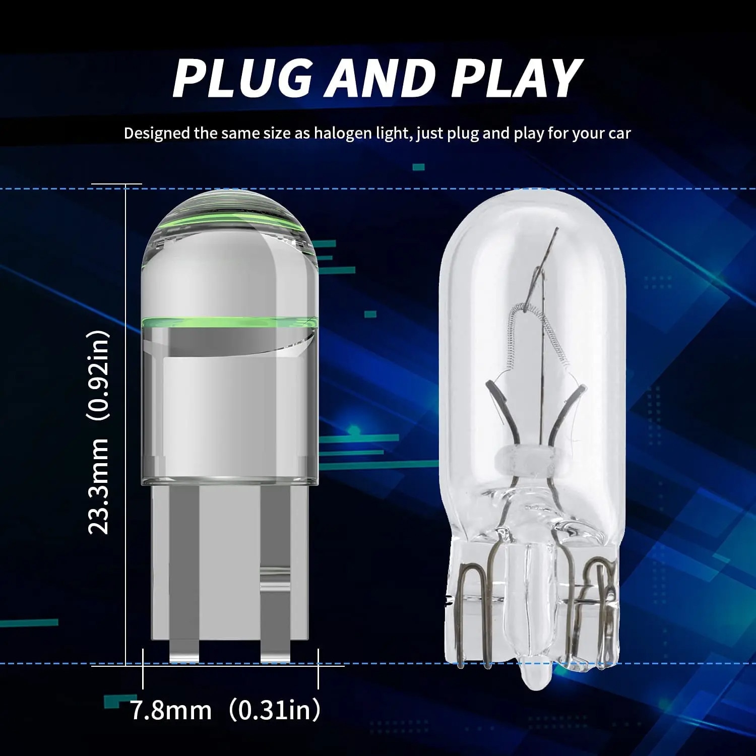 Set 2 becuri auto LED T10 W5W, Verde, 12V - eMAG.ro
