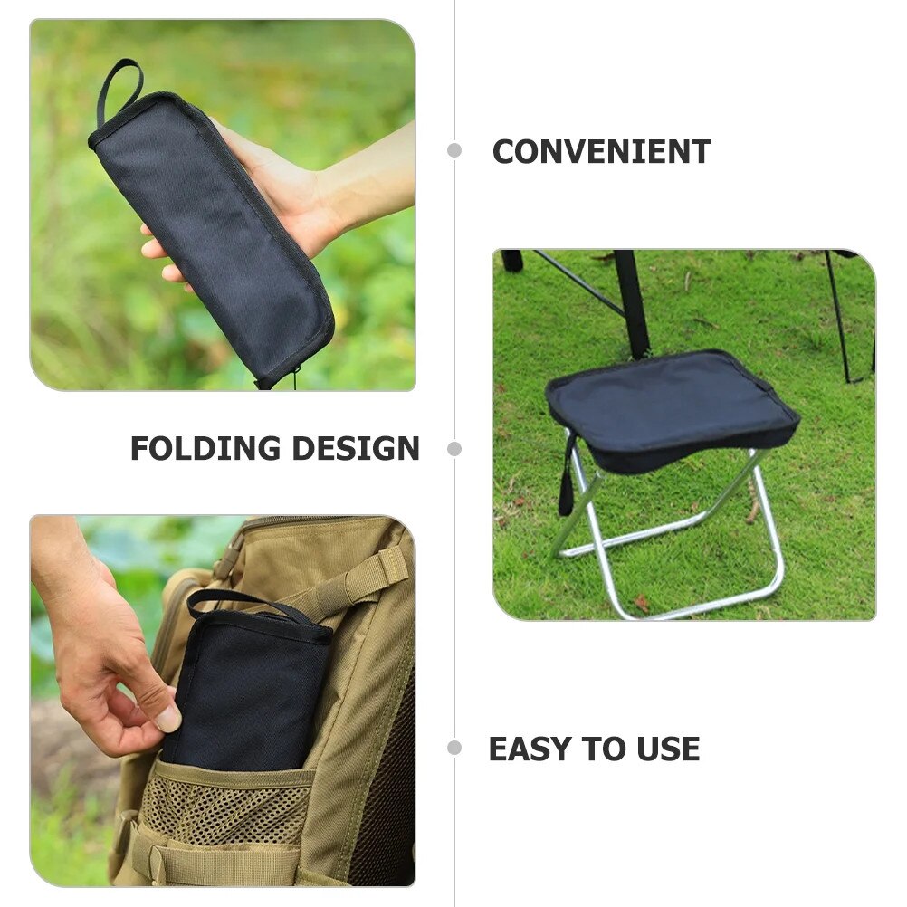 Scaun pliabil portabil, negru, 28.50x26.50x22.00cm, pentru camping si ...