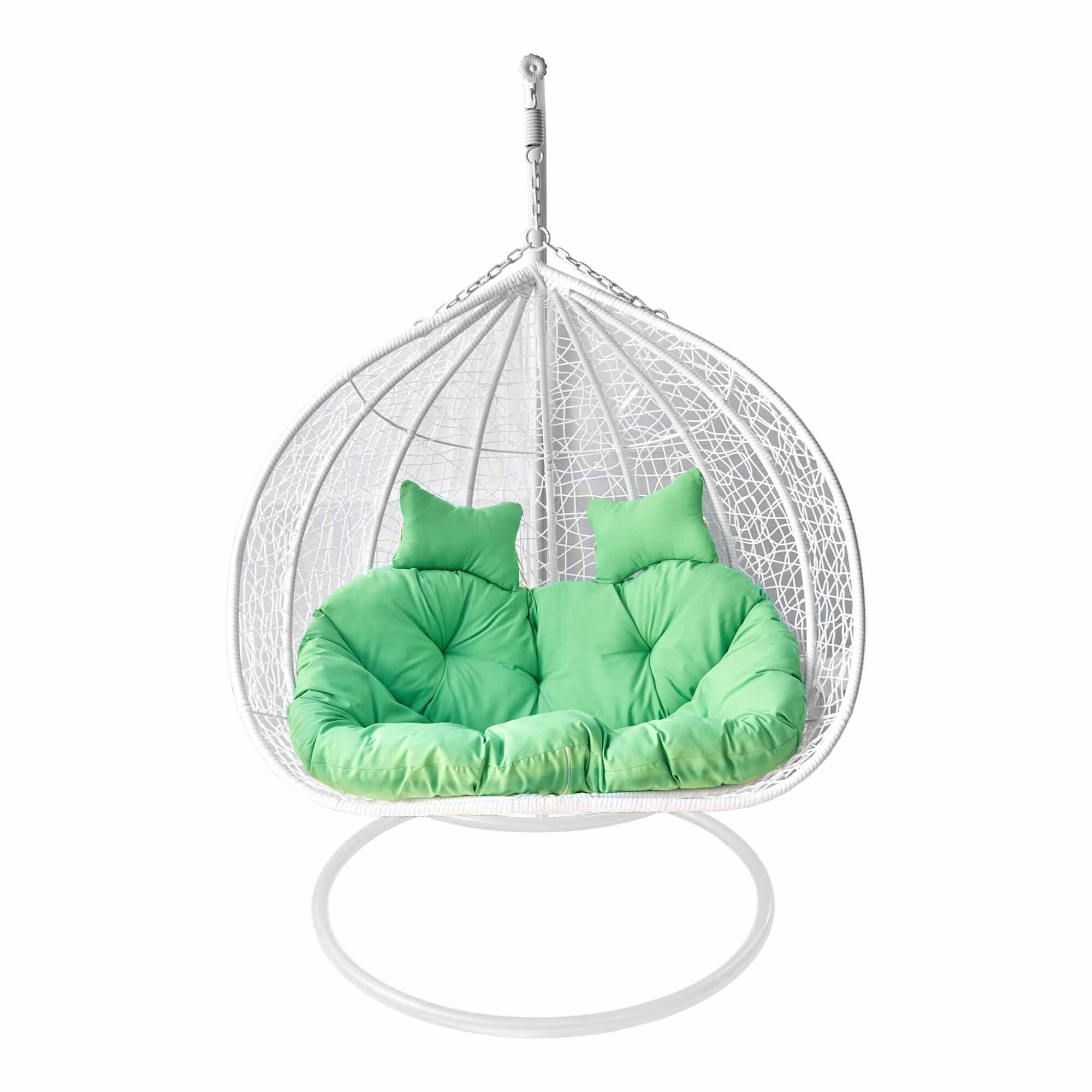 Balansoar dublu, model Big, PE ratan alb, perna verde - eMAG.ro