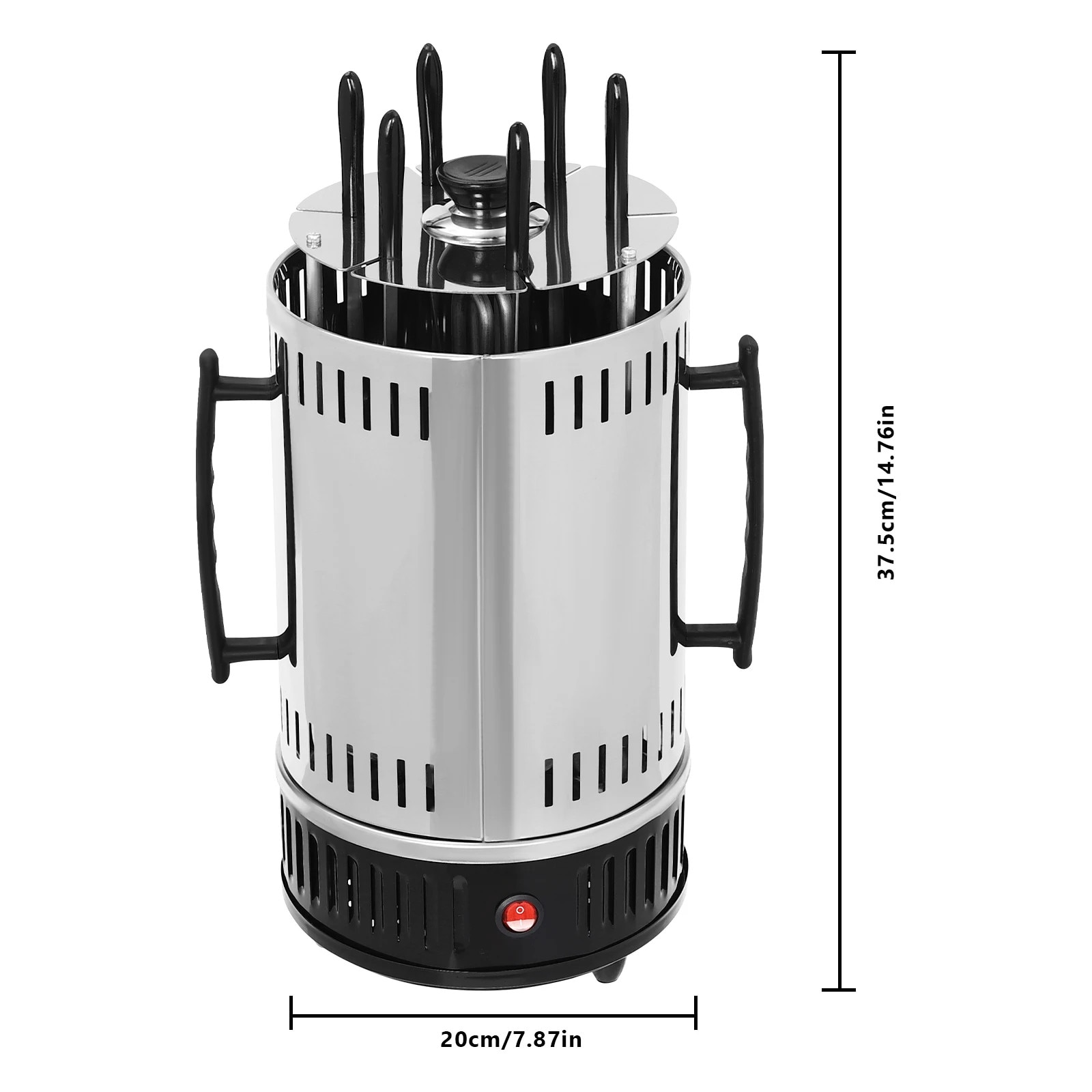 Gratar electric vertical, 1000W, gatit fara fum, 6 frigarui, 20x37.5cm ...