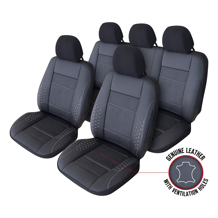 Huse scaune auto Smartic®, Atlas, piele ecologica si insertii de piele ...