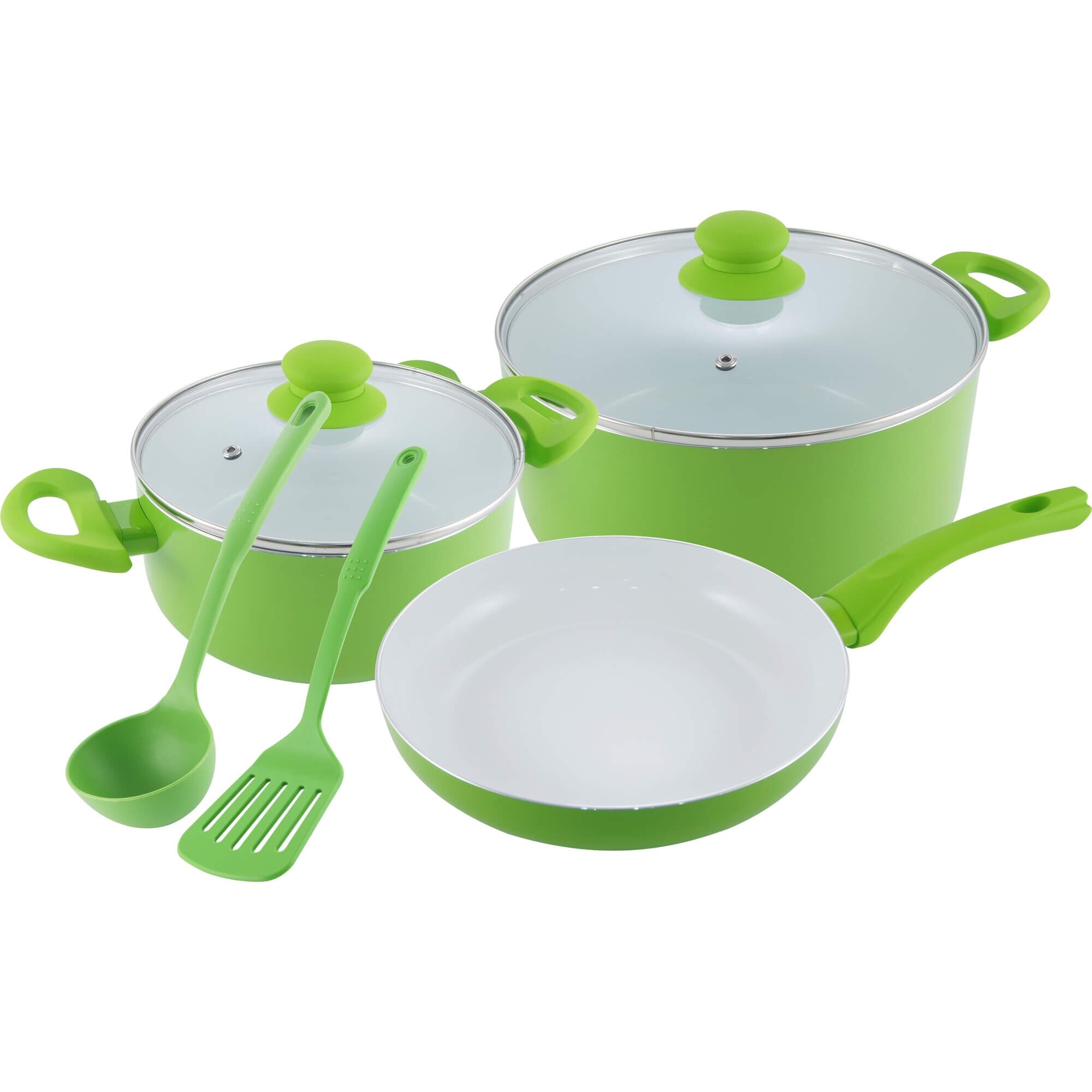 Set 2 oale cu capac din sticla, tigaie, polonic si spatula Renberg ...