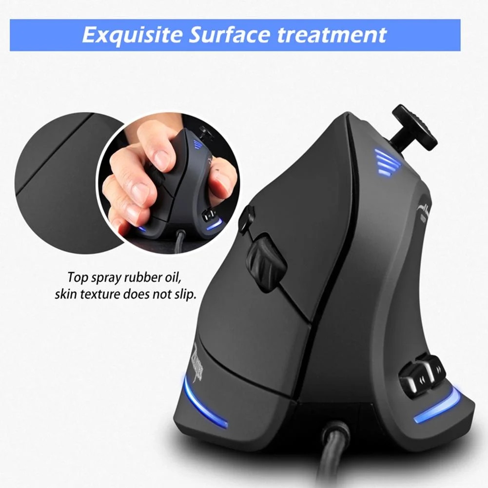 ZELOTES C-18 ergonomikus függőleges egér, 11 gomb, 10000DPI, RGB, 1,8 m ...