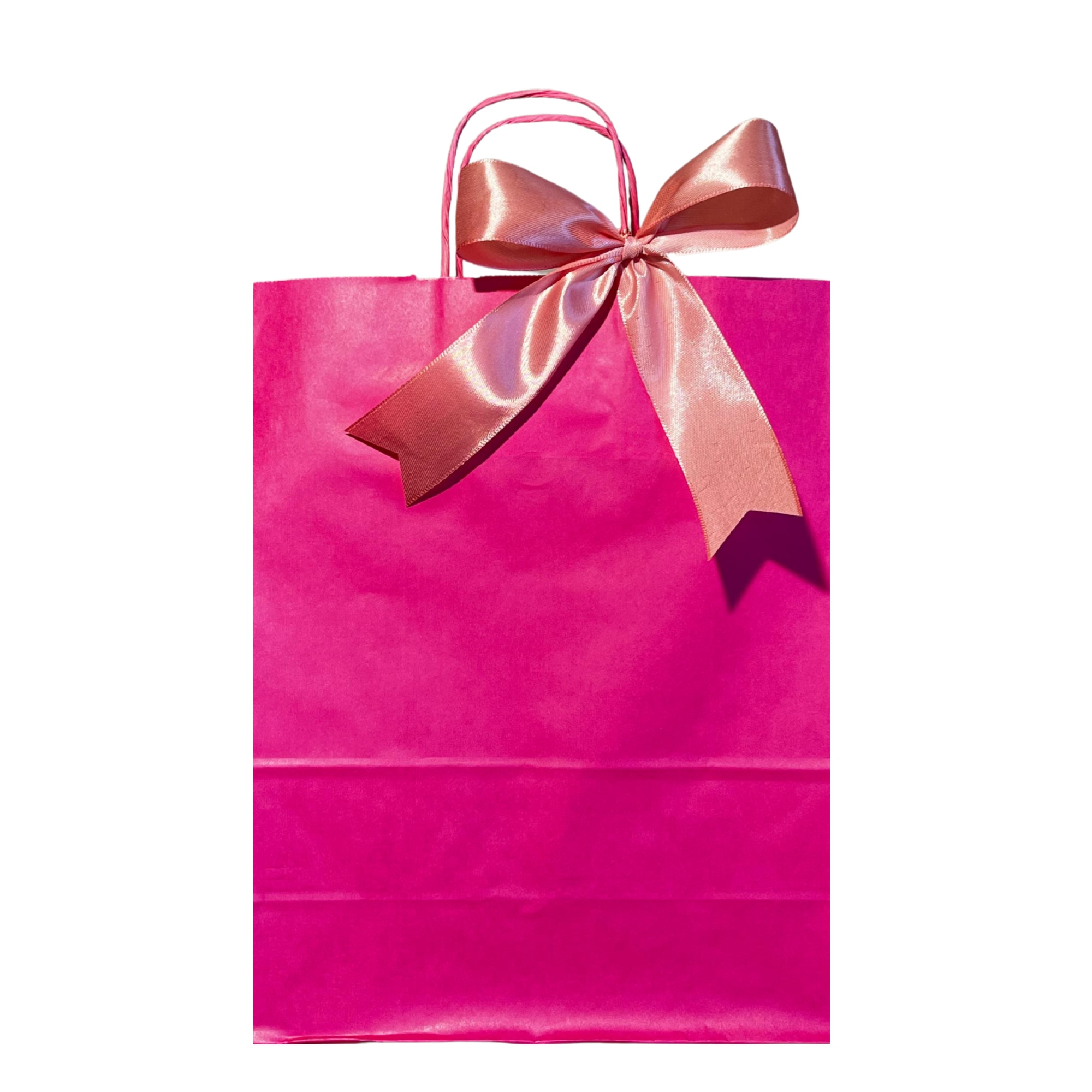 Set 10 Bucati Punga Cadou Roz Mare Din Hartie Kraft 90g/M² Cu Fundita ...