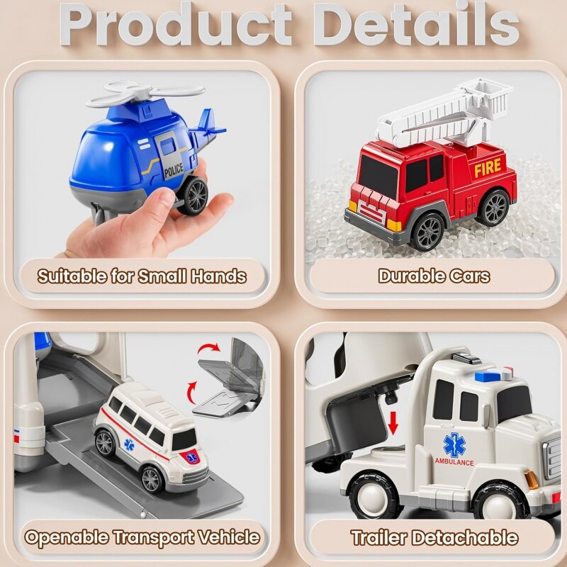 Set Camion Ambulanta pentru Urgente cu sunete si lumini + 4 vehicule de ...