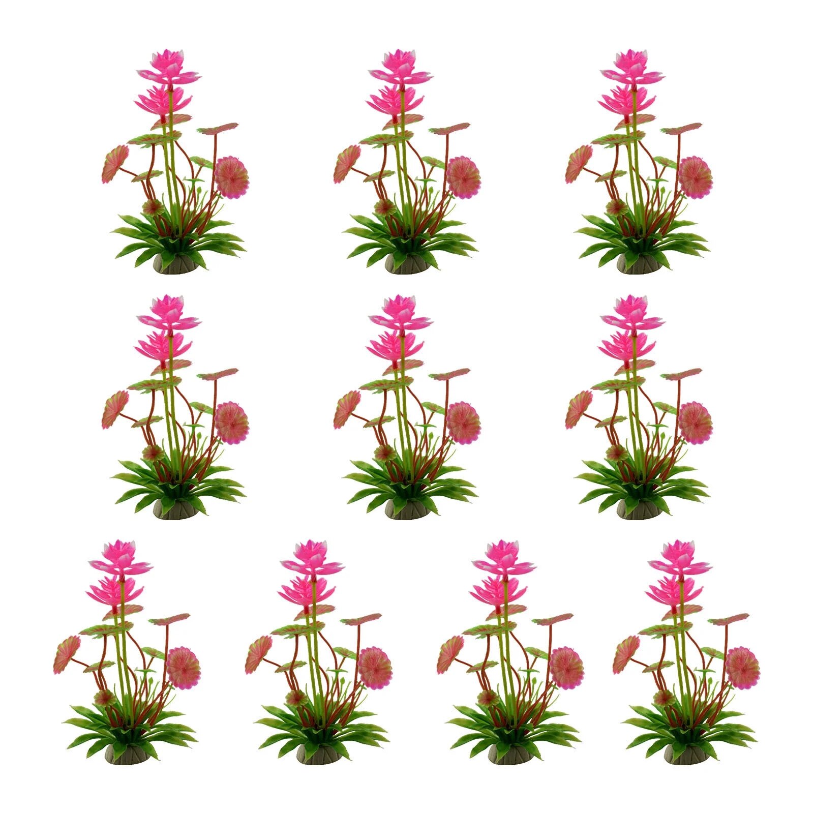 Set 10 plante artificiale pentru acvariu si terariu, decor din plastic ...