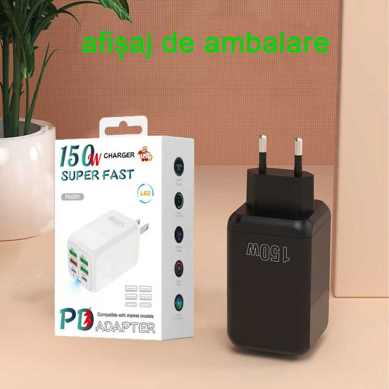 PD адаптер с бързо двойно зареждане 150W, многопортово зарядно ...