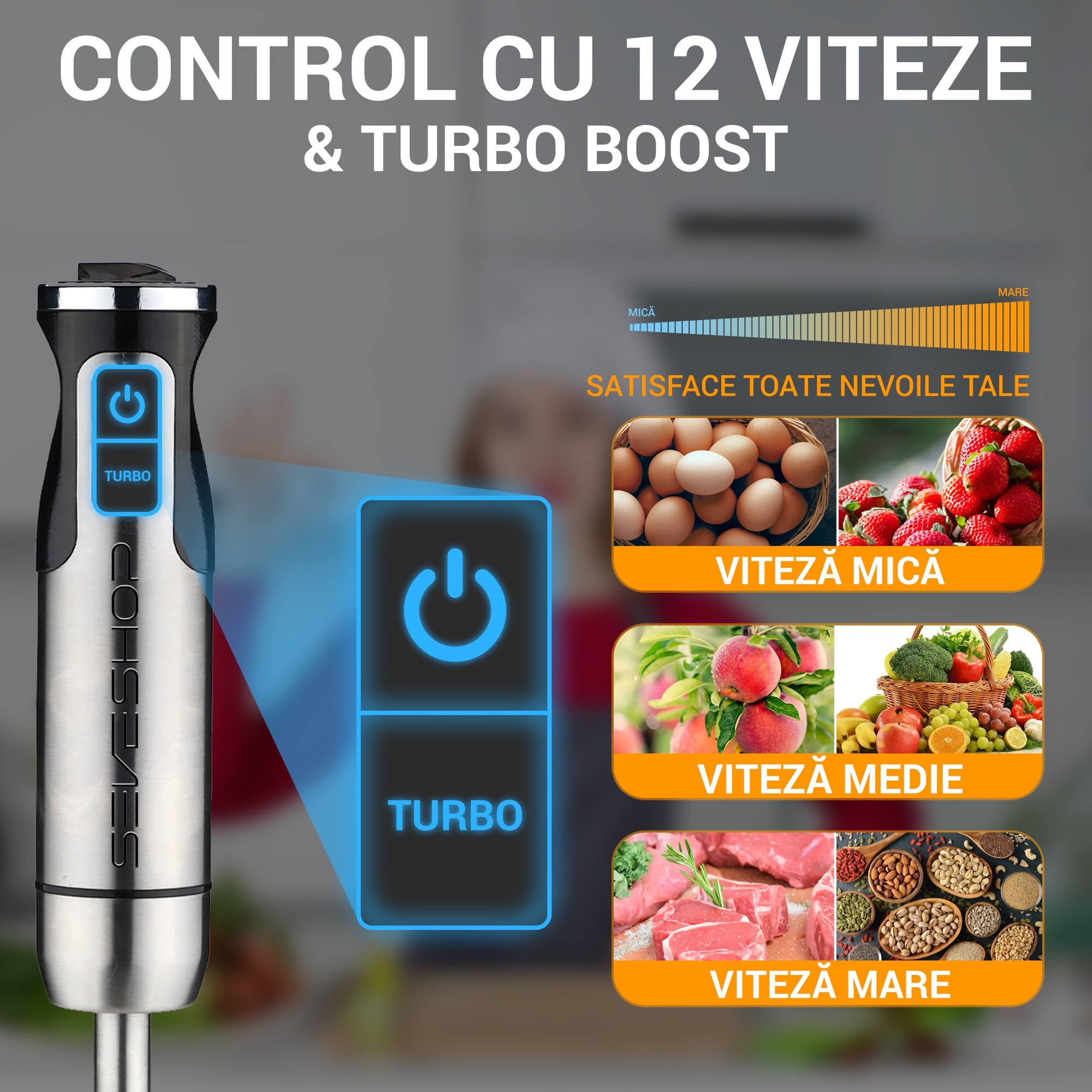 Mixer Vertical 5 in 1, SeveShop®, Mixer Cu Putere 1200W, Blender ...
