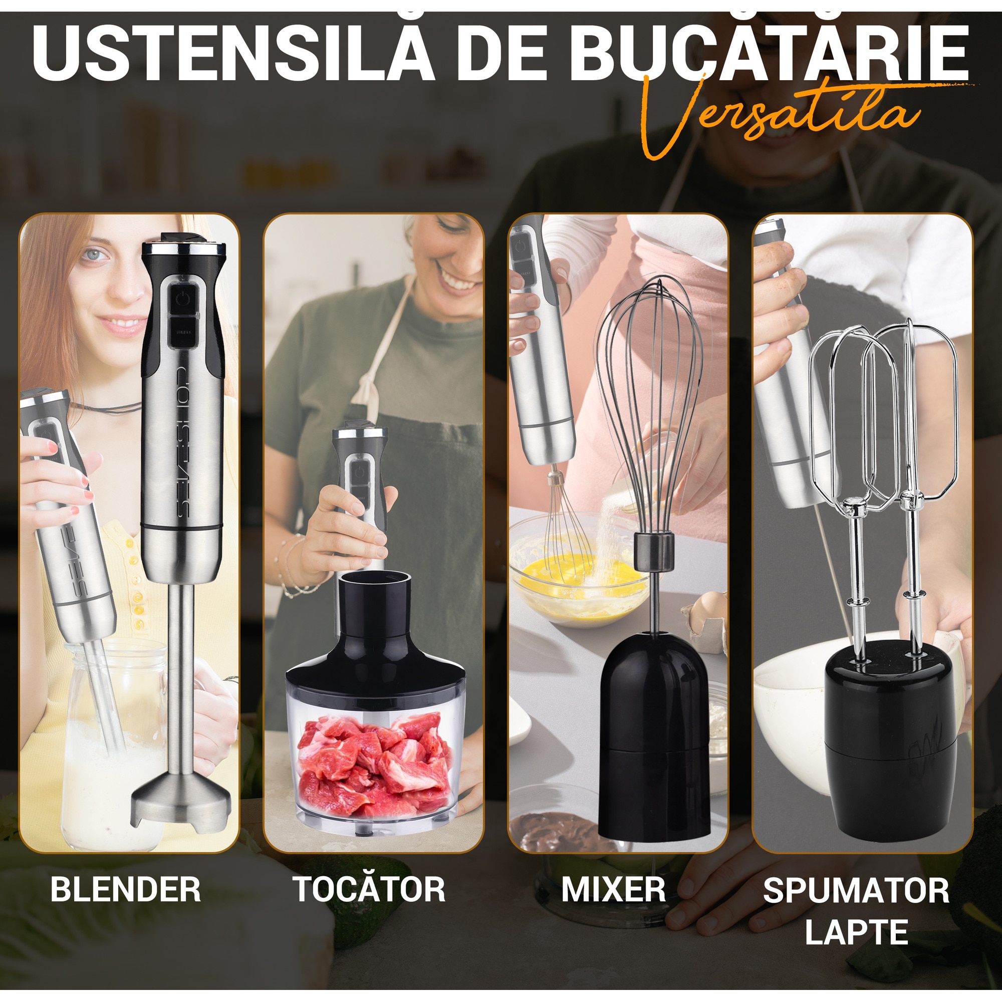 Mixer Vertical 5 in 1, SeveShop®, Mixer Cu Putere 1200W, Blender ...