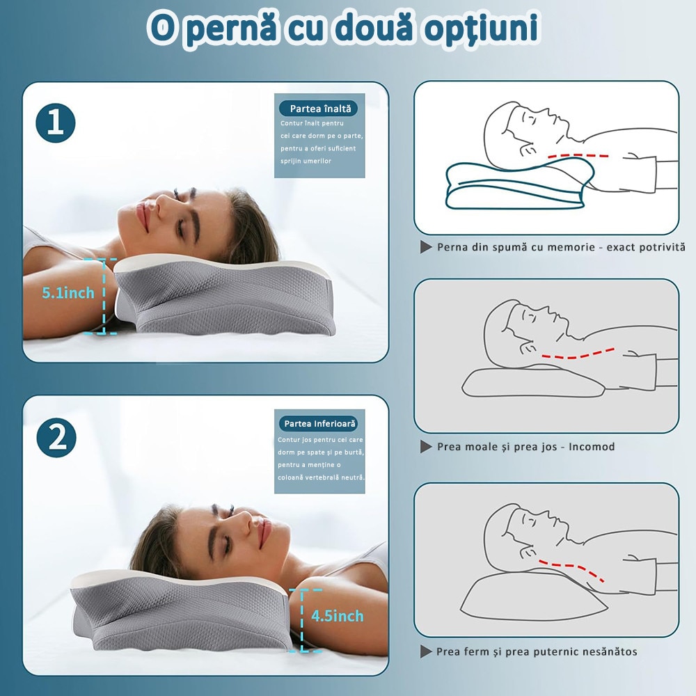 Wuciray® Perna cervicala din latex perne ergonomice ortopedice pentru ...