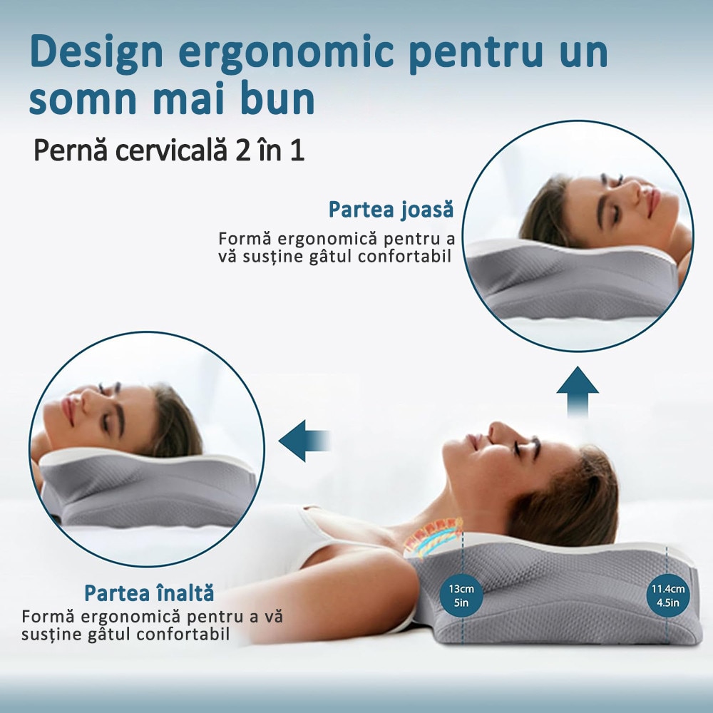 Wuciray® Perna cervicala din latex perne ergonomice ortopedice pentru ...