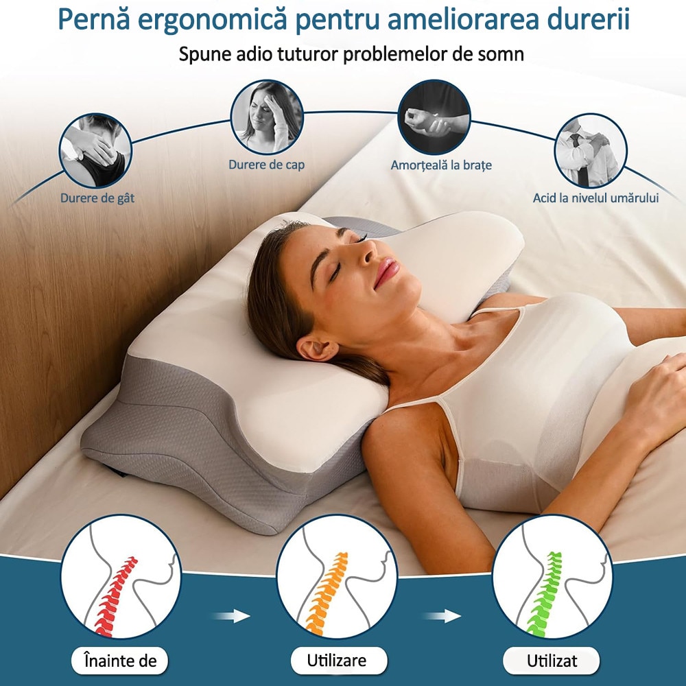 Wuciray® Perna cervicala din latex perne ergonomice ortopedice pentru ...