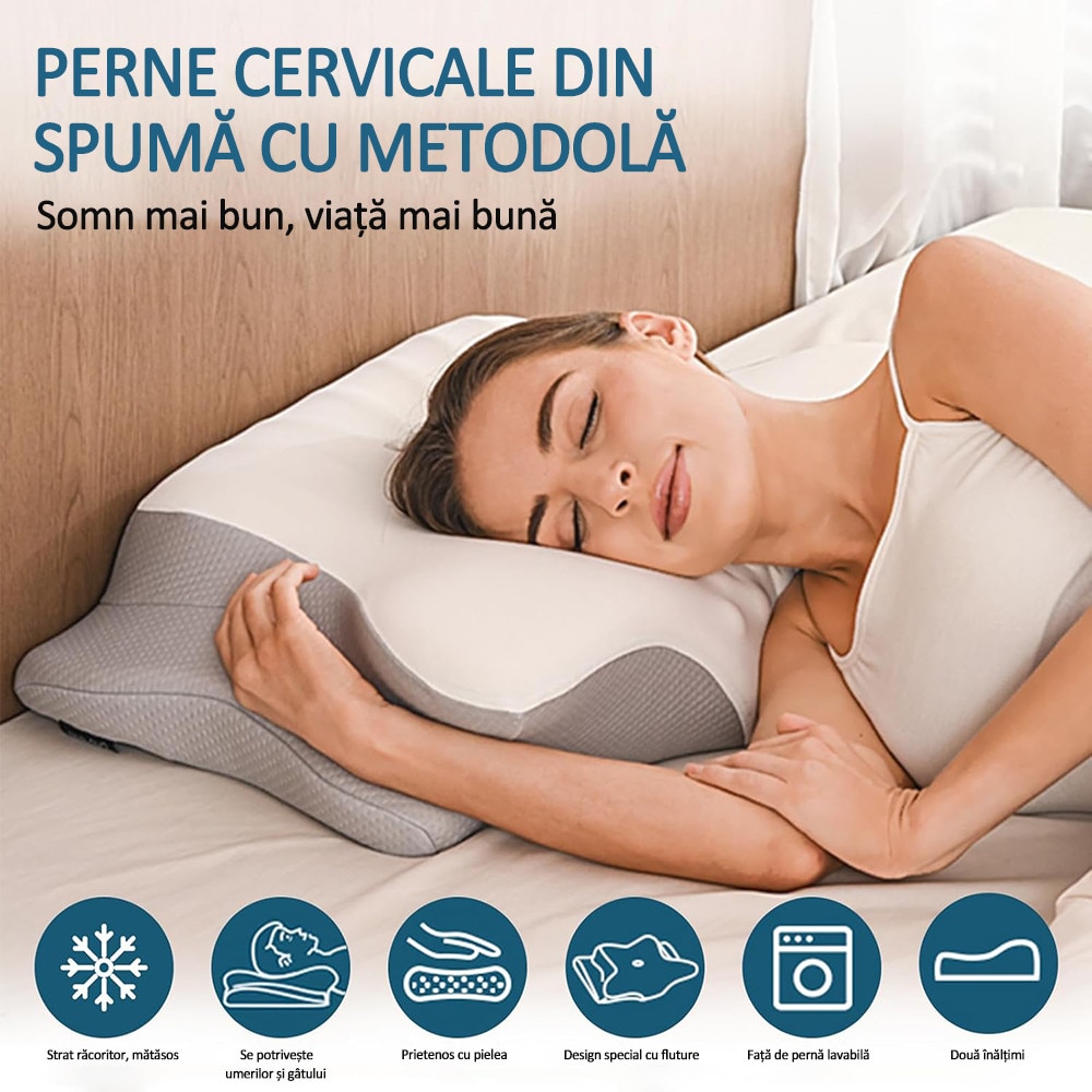 Wuciray® Perna cervicala din latex perne ergonomice ortopedice pentru ...