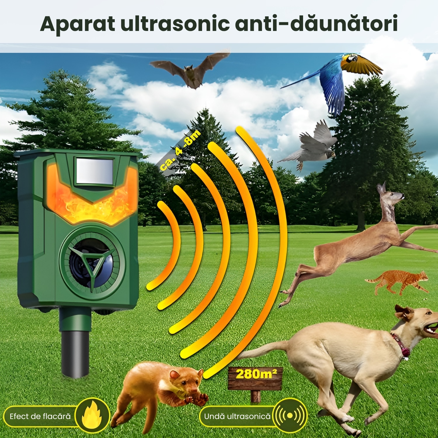 Aparat ultrasonic cu panou solar anti-daunatori, Empionics®, model ...