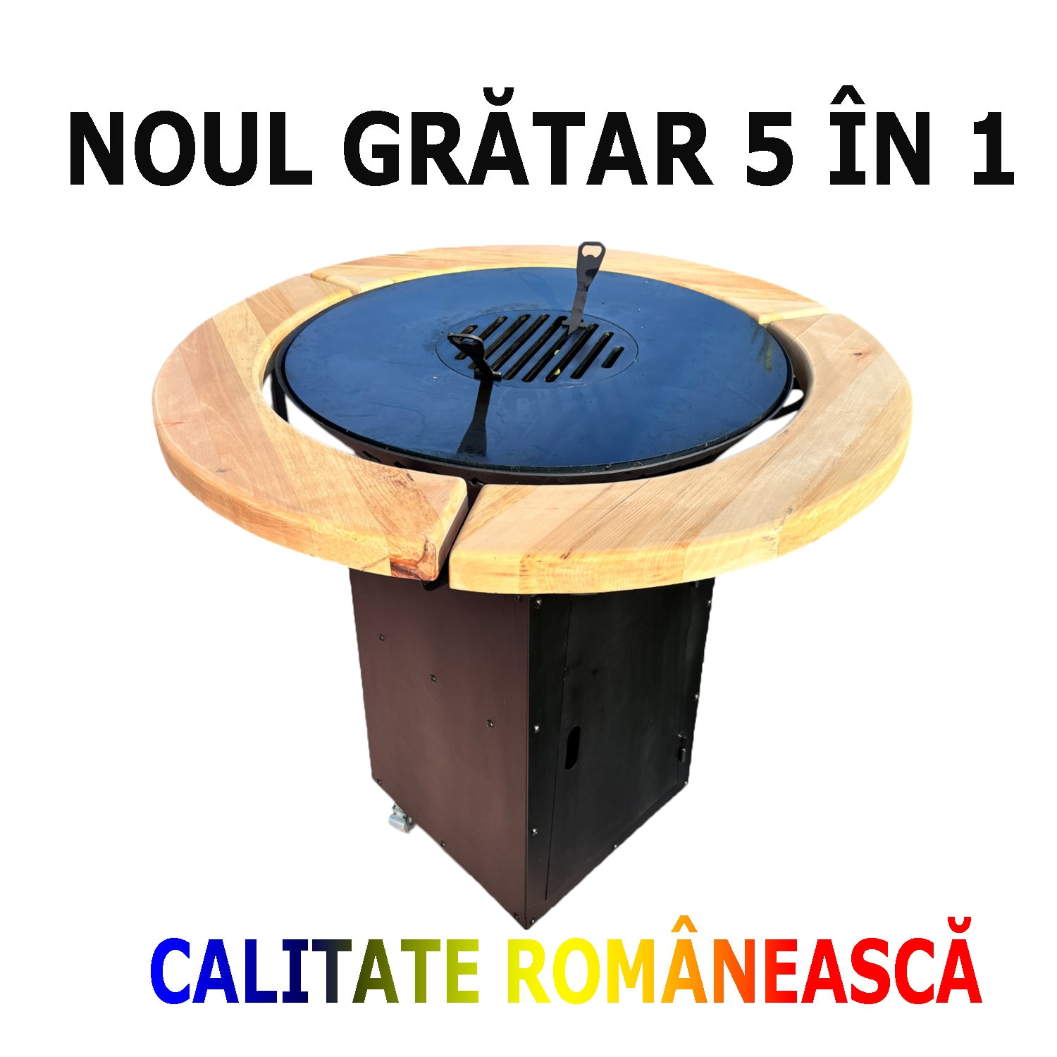Gratar Rotund de gradina diametru 75 cm fire pit cu Plita rotunda 10 mm ...