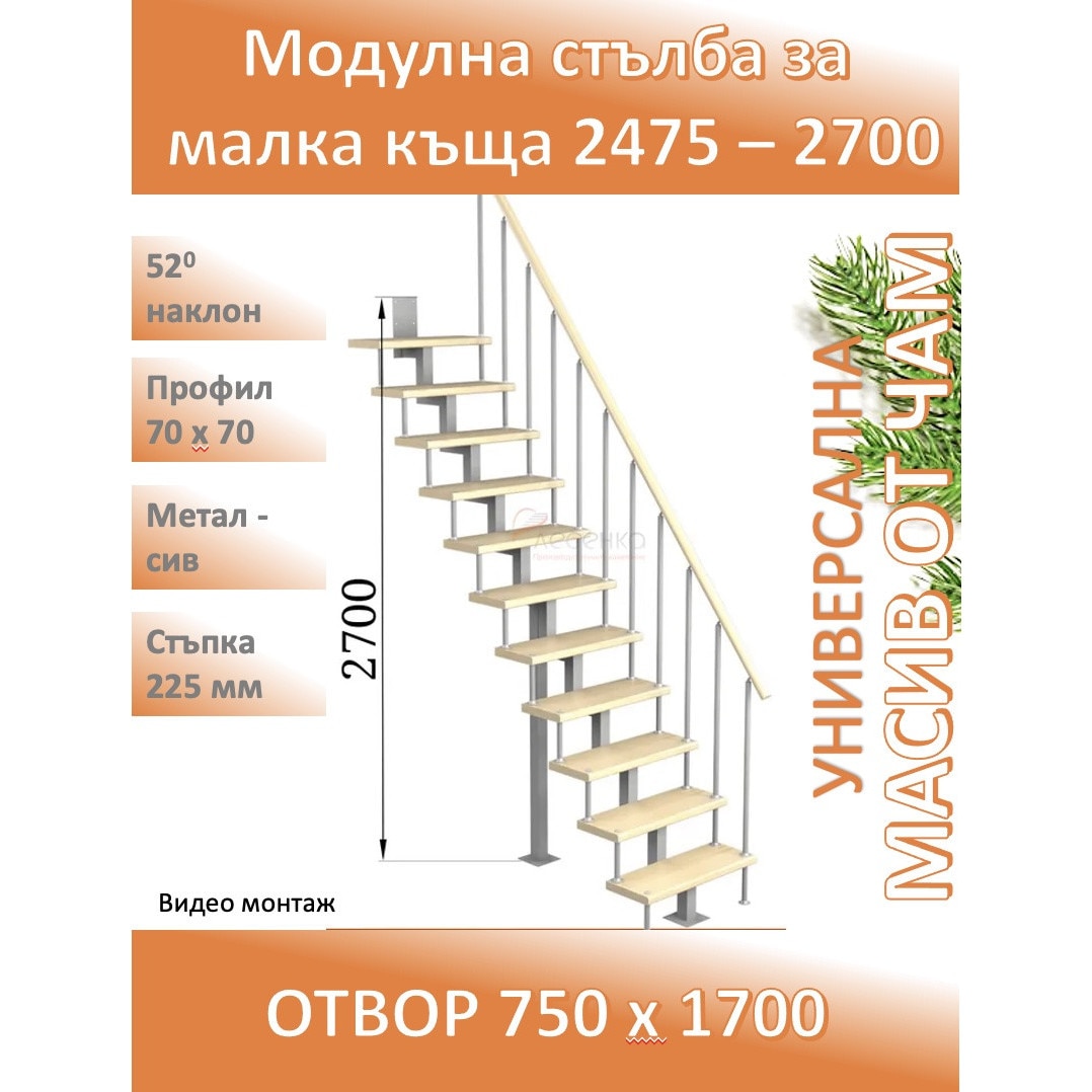 Scara modulara, compacta 1, pentru o casa mica, 2475 – 2700, dreapta ...