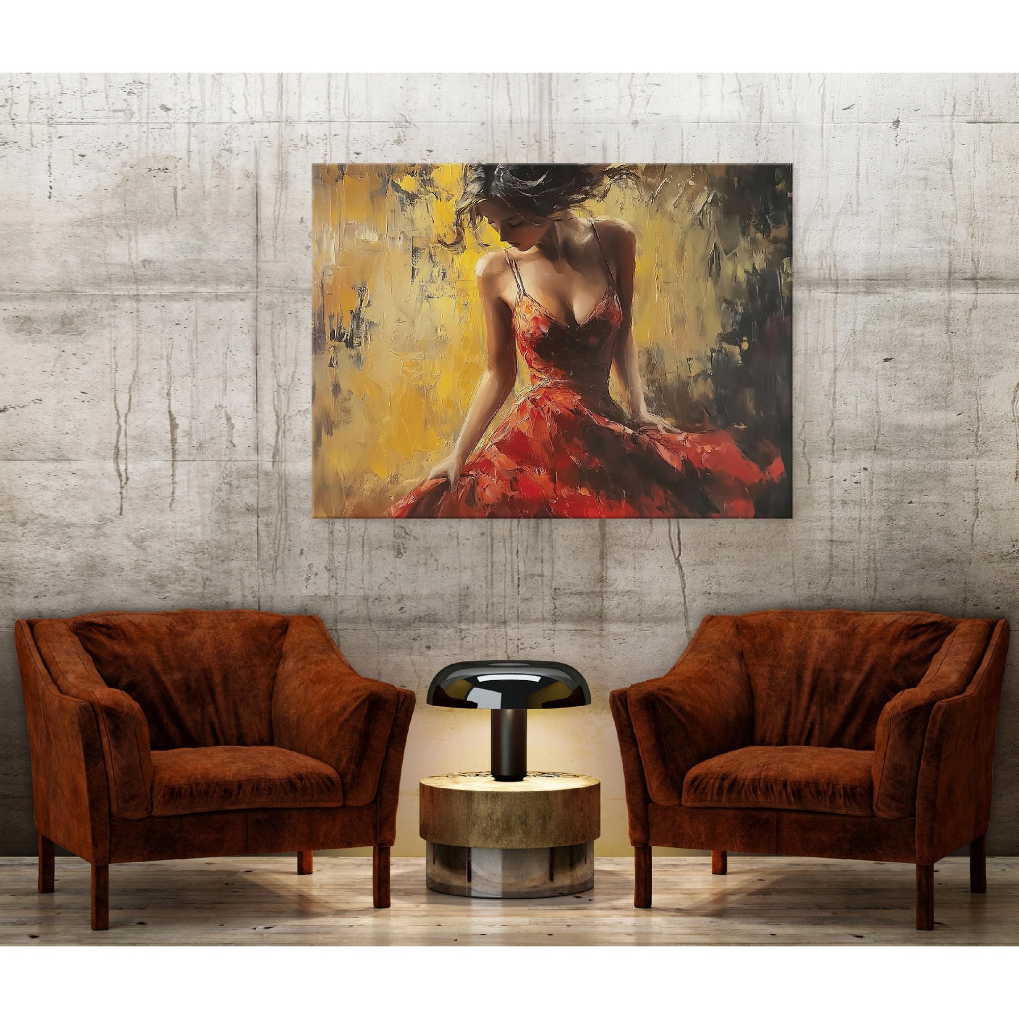 Tablou Canvas, Femeie, 100x70 cm, Abstractie, Rosu, Decorative, Living ...
