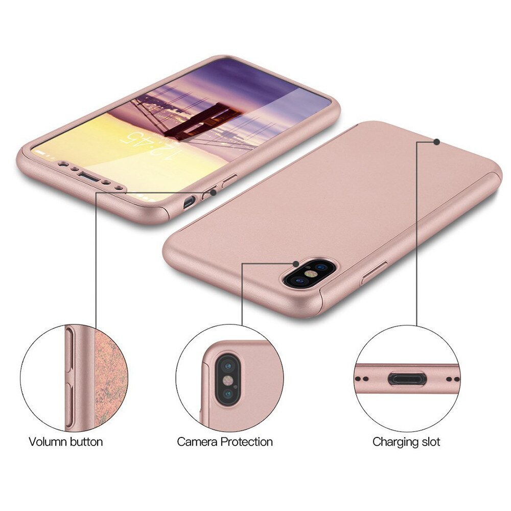 Huse 360 de grade Premium pentru iPhone X, Full Body, Rose, Folie de ...