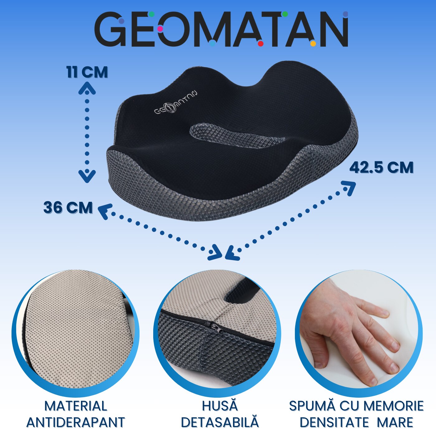 Perna ortopedica sezut GEOMATAN® si Sac de Transport, din spuma cu ...
