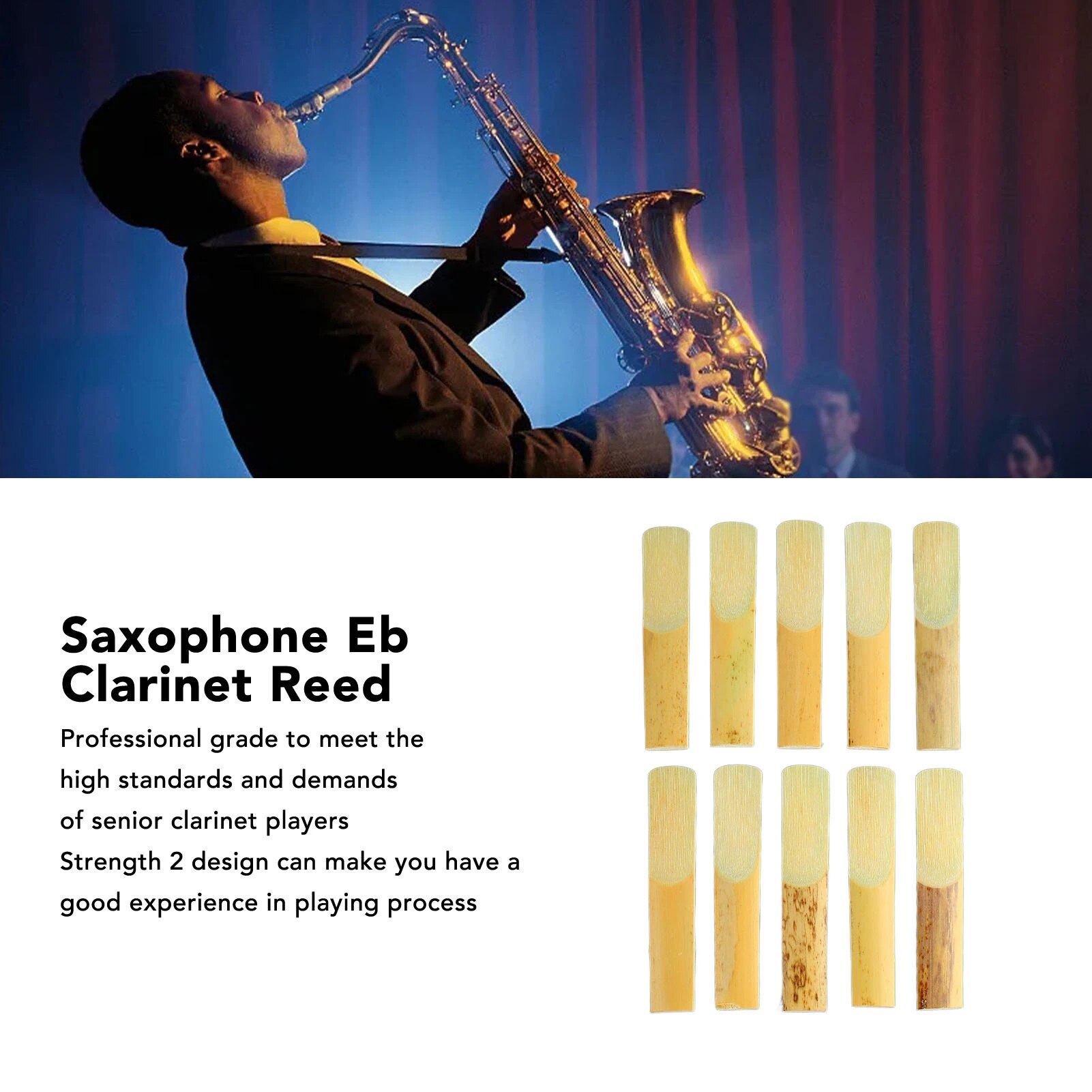 Set de 10 Reeds pentru Saxofon Eb Clarinet, 2.5, Lemn - eMAG.ro