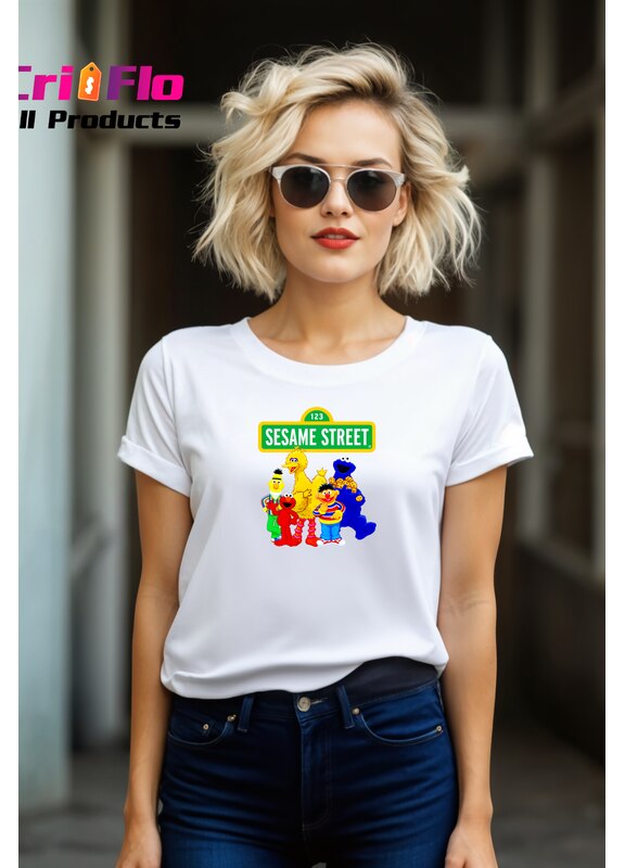 Tricou sesame street emisiune educativa cu papusi colorate si personaje ...