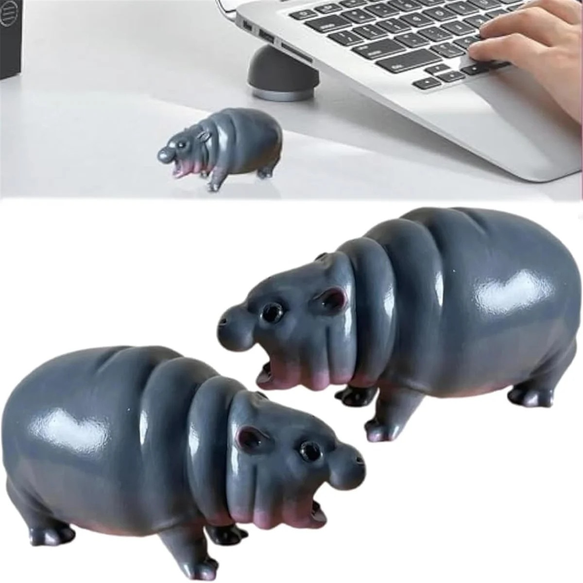 Gyűjthető figura, Bébi törpe, 2 víziló szobor, gyanta, 10x15cm - eMAG.hu