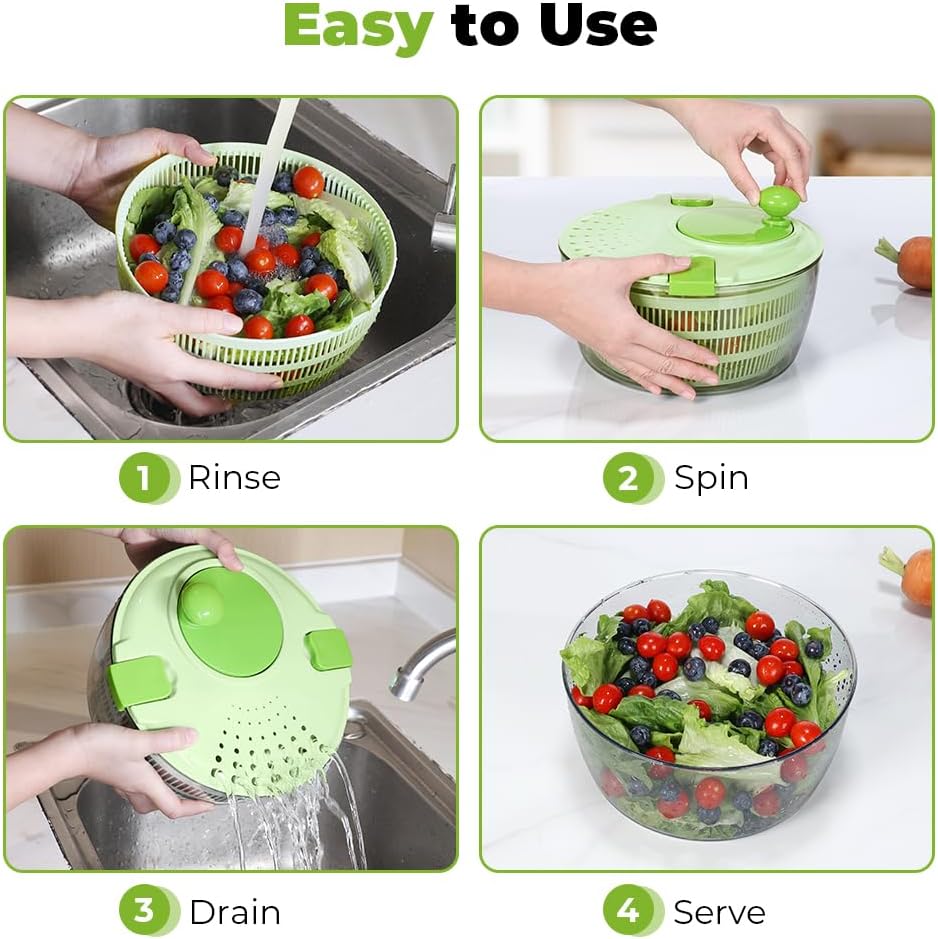 Deshidratator de salata de legume, Excitat ®, Rotati si uscati salata ...