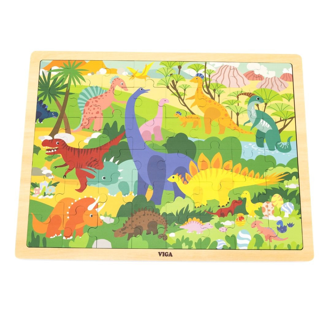 Puzzle 48 de piese - Dinozauri, Jucarii VIGA - eMAG.ro