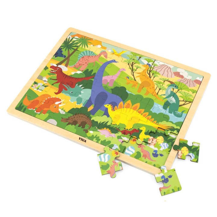 Puzzle 48 de piese - Dinozauri, Jucarii VIGA - eMAG.ro