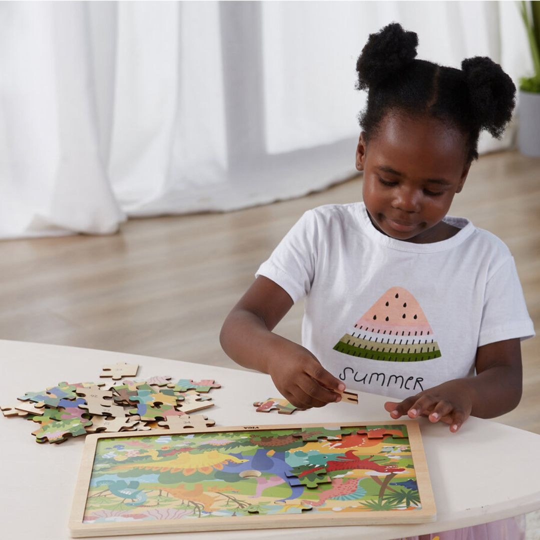 Puzzle 48 de piese - Dinozauri, Jucarii VIGA - eMAG.ro