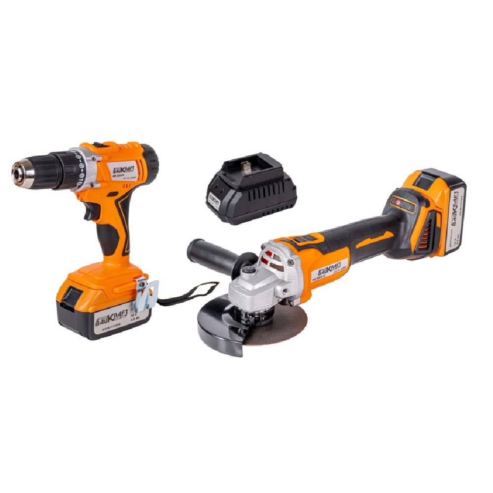 Set polizor unghiular, bormasina percutie cu acumulatori 2 x 4Ah, 18V ...