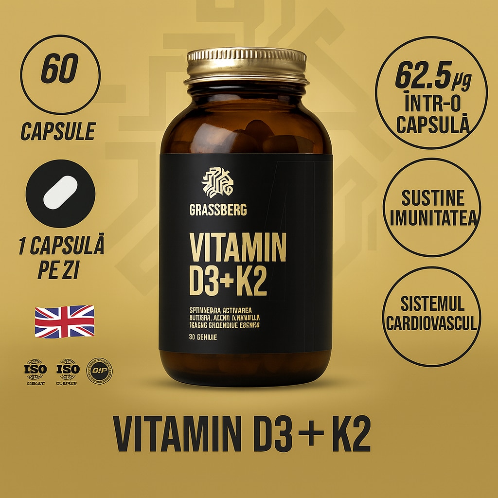 Supliment alimentar, Grassberg, Vitamina D3 + K2 - 60 de comprimate de ...