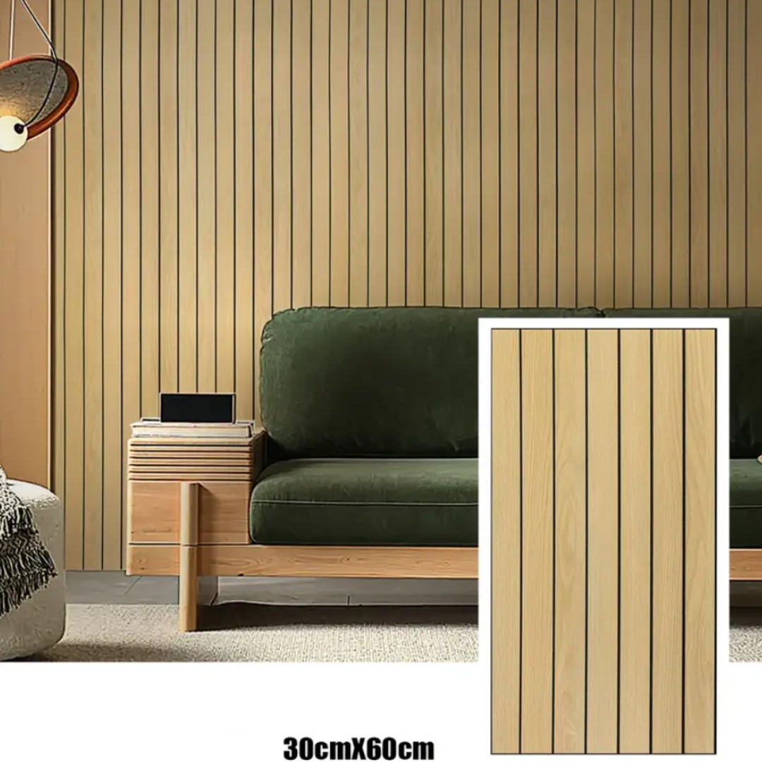 Set 5 panouri decorative autoadezive, aspect lemn vertical, 30x60cm ...