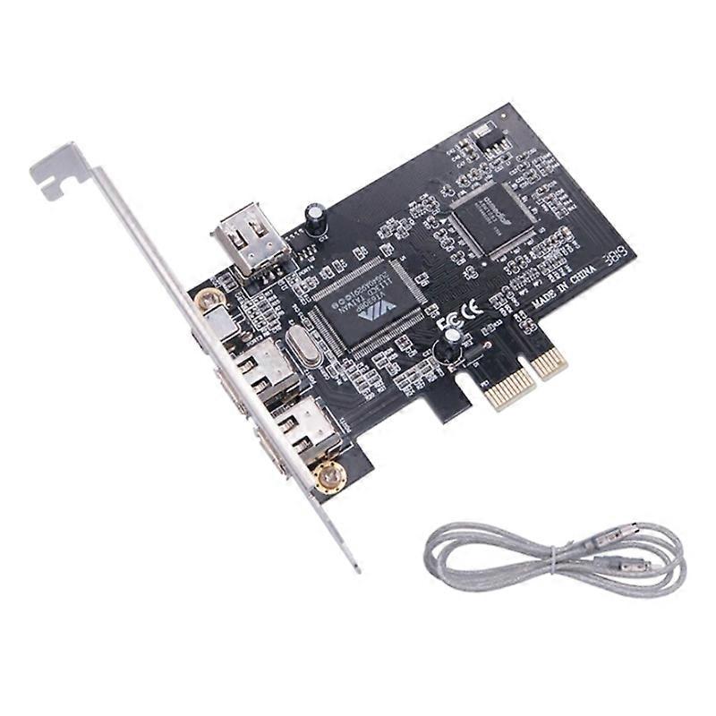 Placa adaptor PCIe 3x1394A, VT6308P, transmisie 400Mbps, negru, 0.8m ...