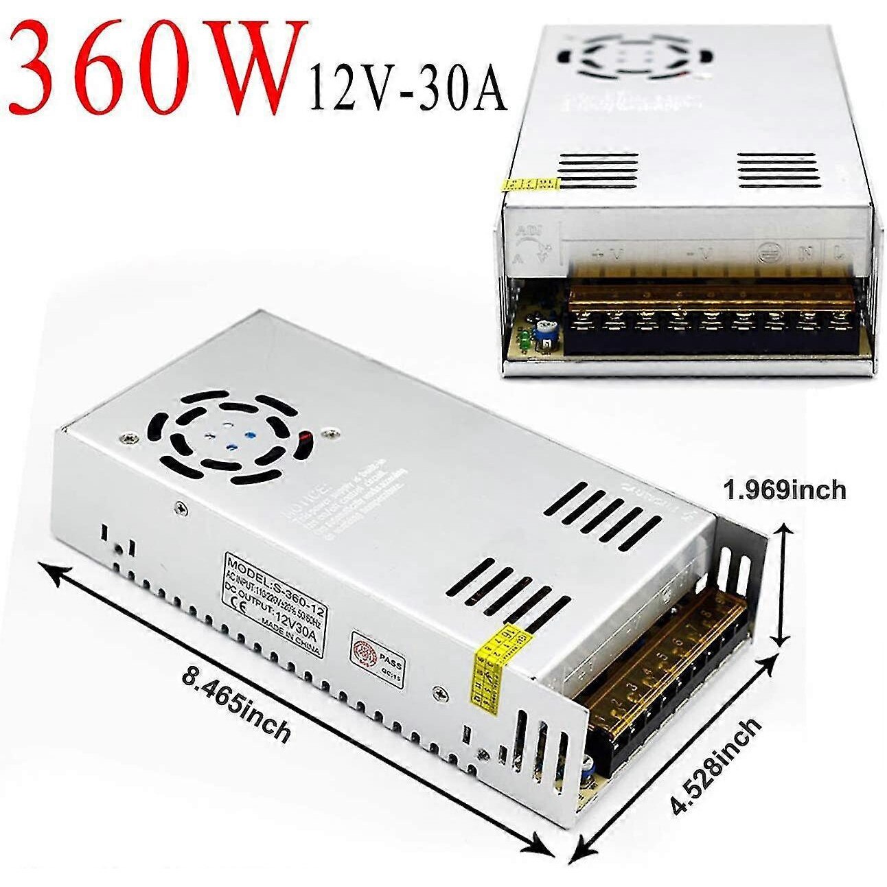 Захранване 12V 30A 360W за 3D принтери, защита от претоварване - eMAG.bg