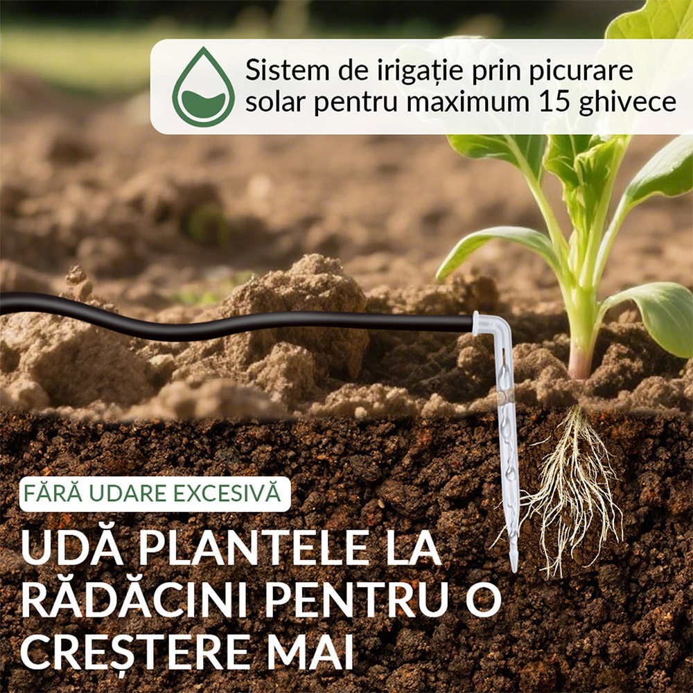Sistem de irigare solara prin picurare - Set auto pentru udarea a 15 ...