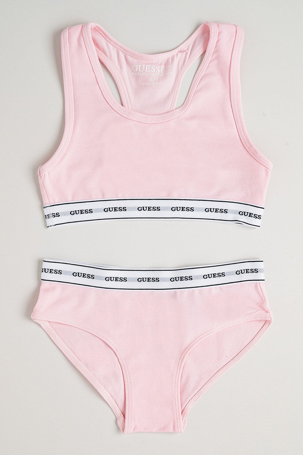 GUESS KIDS, Set de bustiera racerback si chiloti din amestec de modal ...