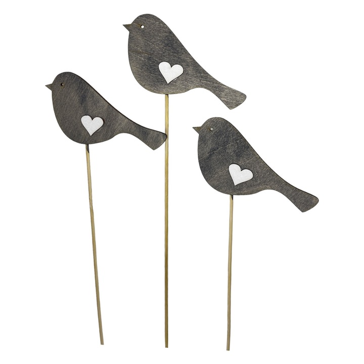 Figurine PIKY, set 3 bucati, pasarica, gri - eMAG.ro