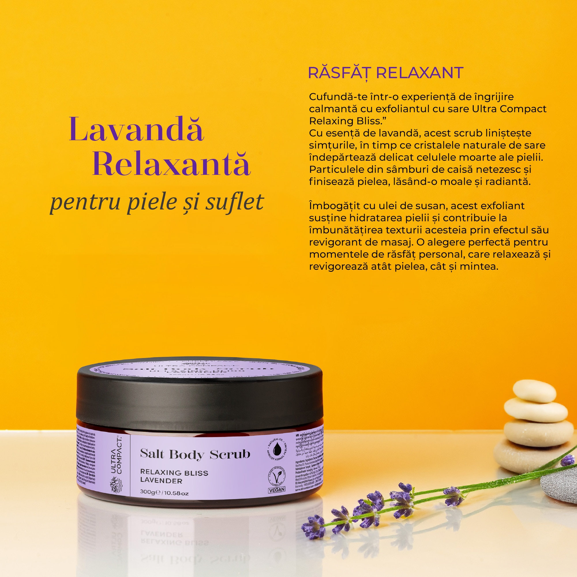 Scrub de Corp cu Sare si Lavanda – RELAXING BLISS, Ultra Compact, 300 g ...