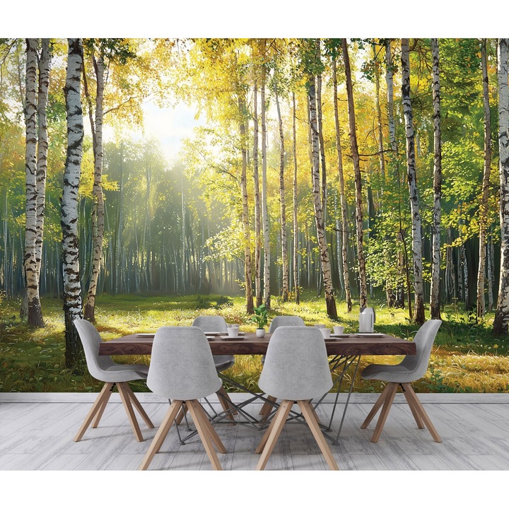 Fototapet, 3D, padure, natura, copaci, modern, pentru perete, pentru ...