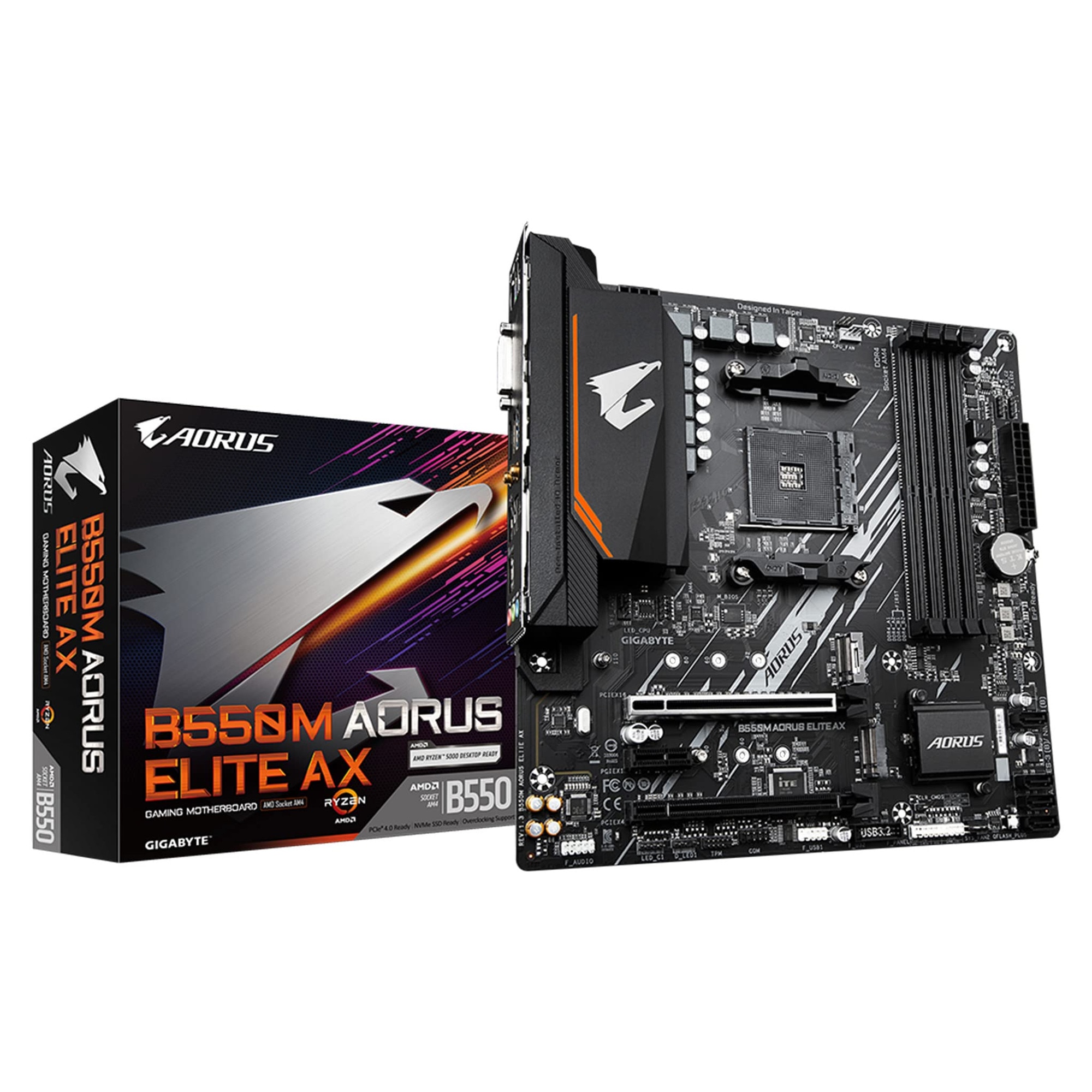 Placa De Baza Gigabyte B550M Aorus Elite Ax - Procesoare Amd Ryzen 5000, Vrm 5+3 Faze, Ddr4 Pana ...
