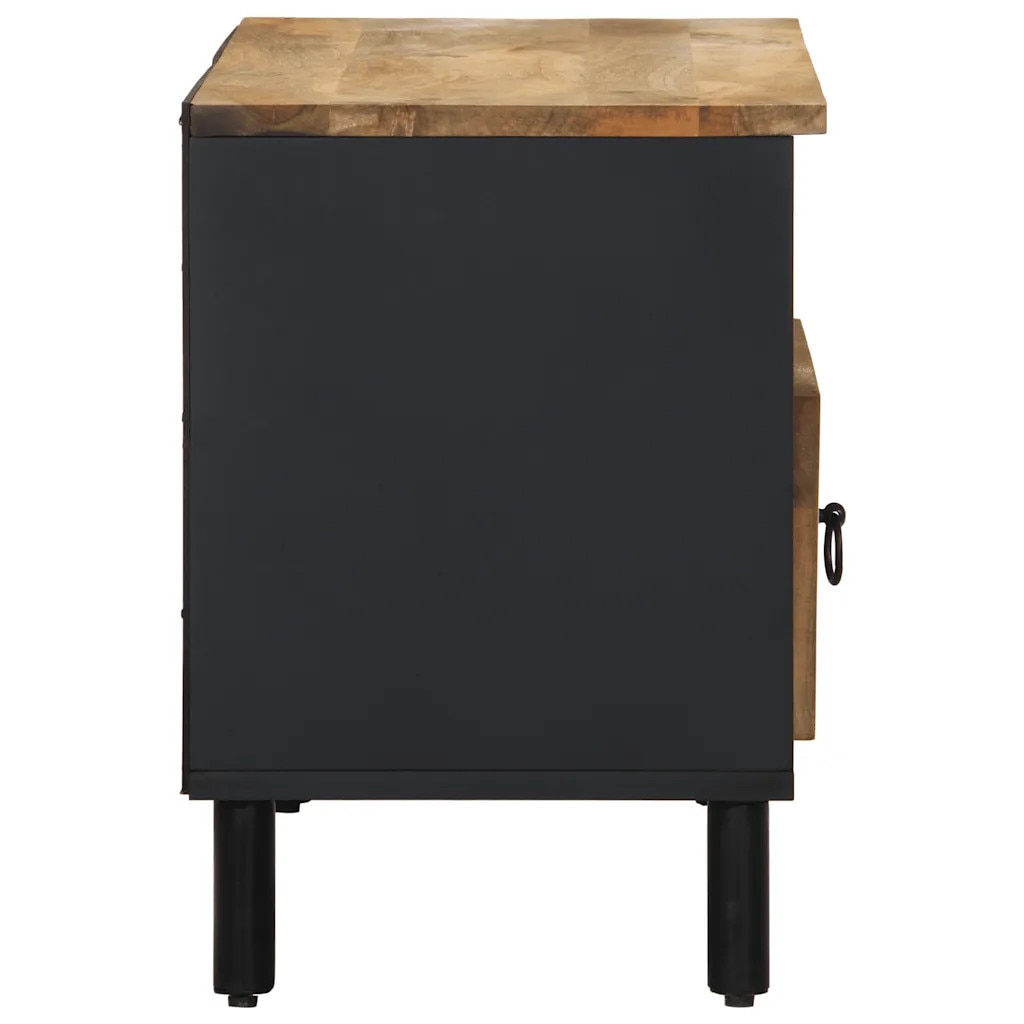 Comoda TV, vidaXL, 80x33,5x46 cm, lemn masiv mango, neagra - eMAG.ro