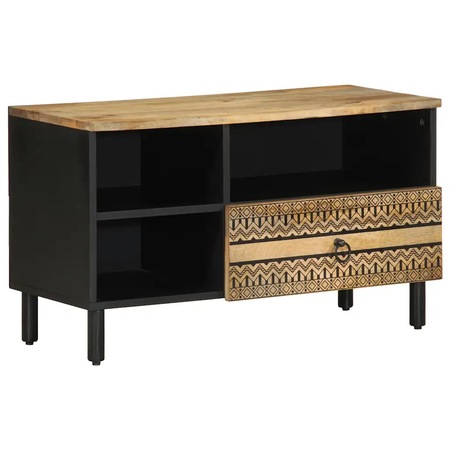 Comoda TV, vidaXL, 80x33,5x46 cm, lemn masiv mango, neagra - eMAG.ro