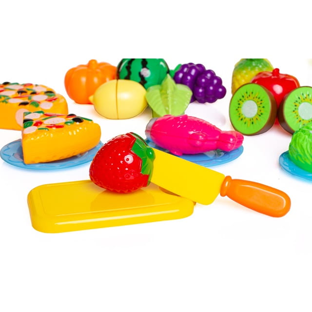 Set educativ cosulet cu alimente, fructe si legume de taiat cu velcro ...