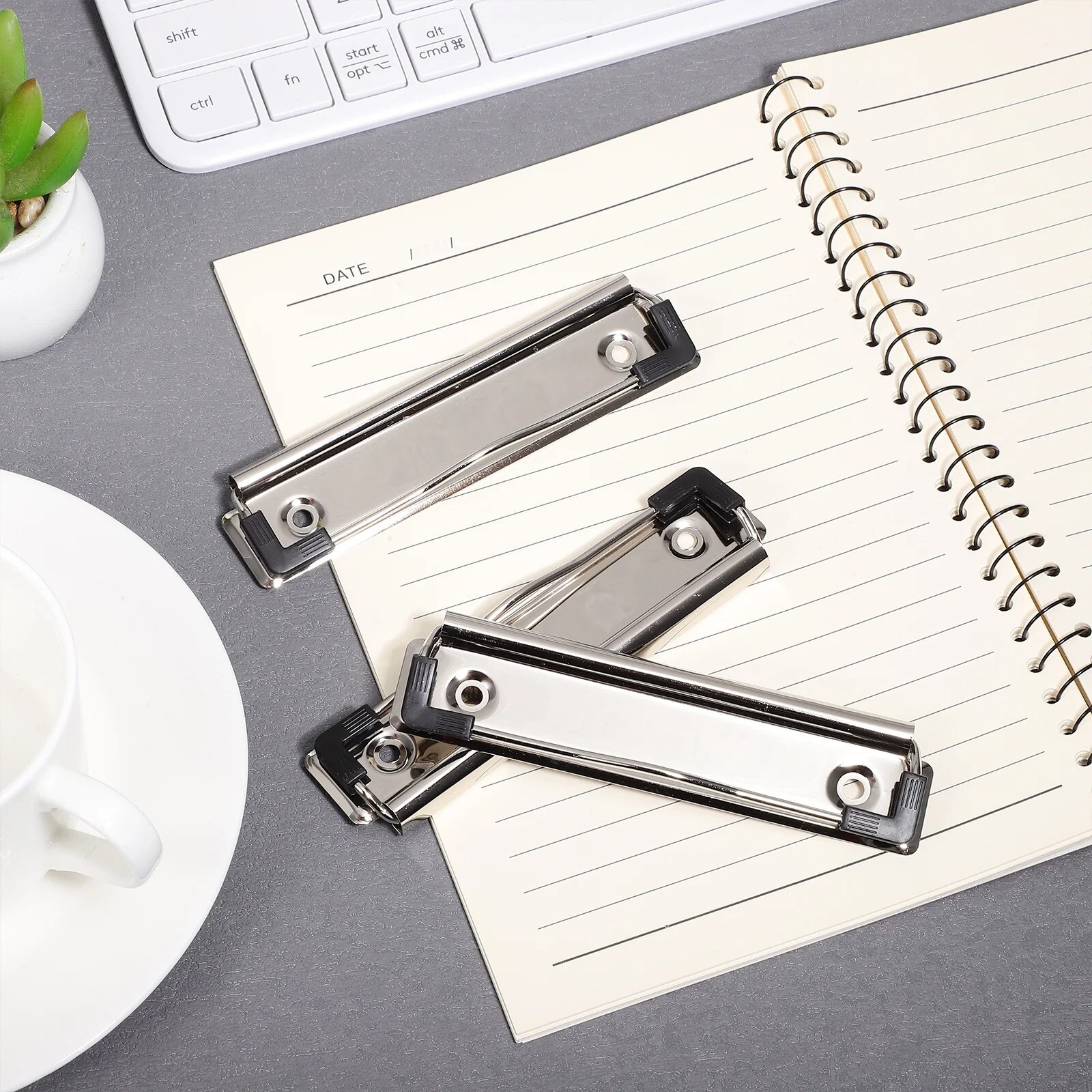 Set 10 clipsuri metalice pentru clipboard, argintii si negri, 12x3x1cm ...