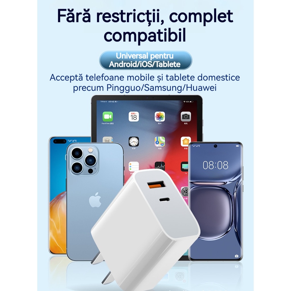 Incarcator telefon mobil, adaptor de alimentare, Fudisenn, PD20W, cap ...