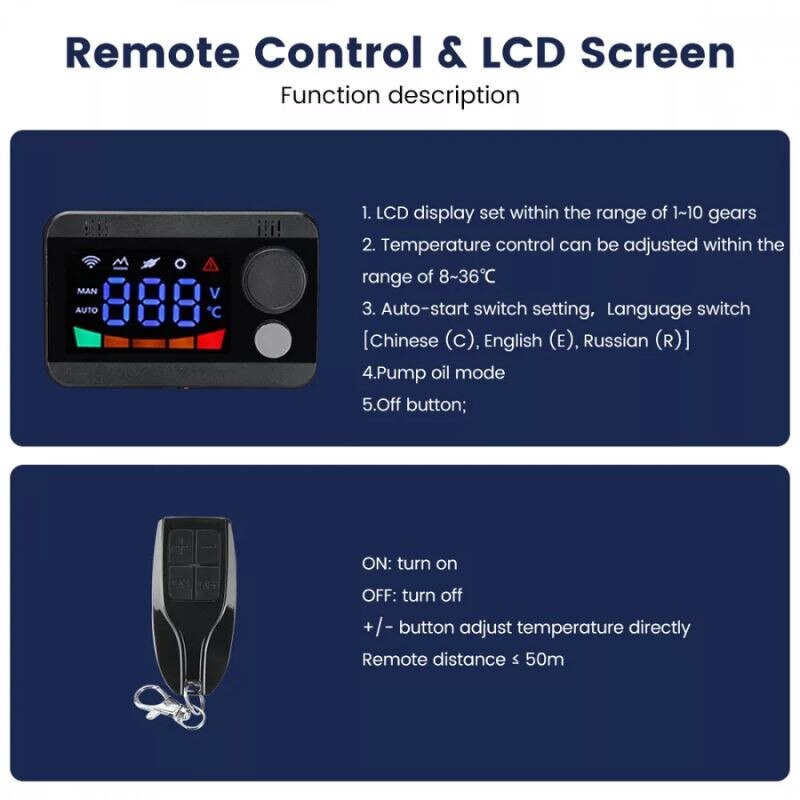 Hcalory Dízel Légfűtés Szabályozó Panel LCD Kapcsolós, Távirányítóval ...