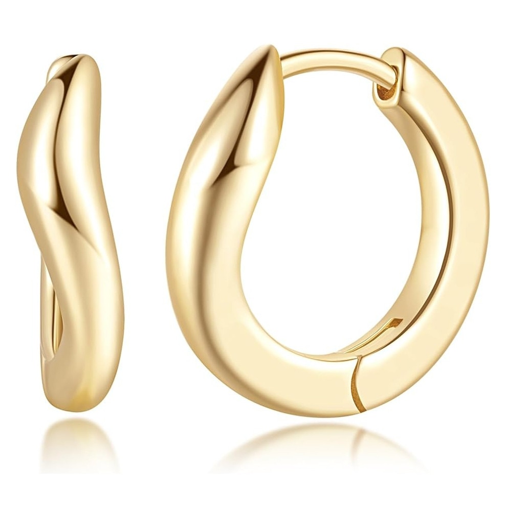 Cercei aur rotunzi 14K Huggie cercei aur dama minimal cercei aur modele ...